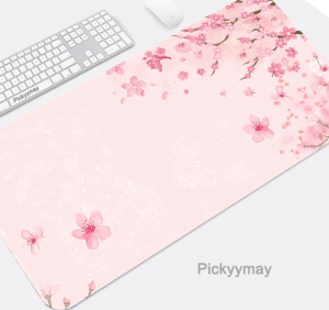 Pink Cherry Blossom Gaming Desk Setup – Her Space